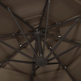 4stupňový zahradní slunečník s hliníkovou tyčí taupe 3 x 3 m 313831