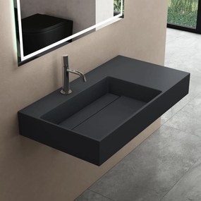 Rea Archi, umyvadlo na desku z konglomerátu 750x430x140 mm, levá verze, šedá matná, REA-U4303