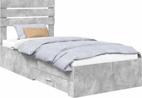 Rám postele s čelo Betonově šedá 90 x 200 cm Kompozitní dřevo 3411686