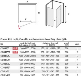 Mereo Mereo, Sprchový kout, Novea, čtverec, chrom ALU, sklo Čiré, dveře pravé a pevný díl, CK10114ZP