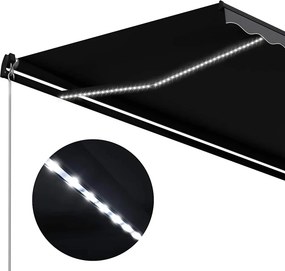 Ručně zatahovací markýza s LED světlem 450 x 300 cm antracitová 3051246