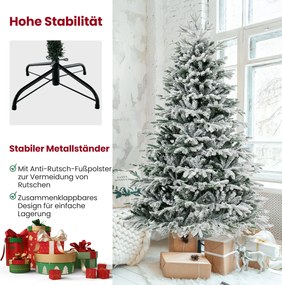 Costway 210 cm Umělý vánoční stromek se sněhem a osvětlení Vánoční strom s 450