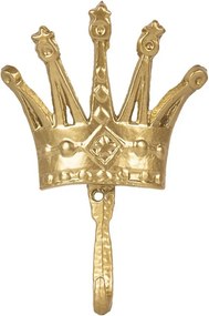 Zlatý nástěnný litinový háček s korunkou - 11*3*18 cm
