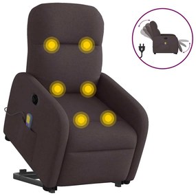Elektrické zvedací masážní polohovací křeslo tmavě hnědé textil 3303007