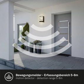 BRI 3795015 LED nabíjecí nástěnné svítidlo, venkovní, pohybové čidlo, soumrakový senzor, IP44, černá - BRILONER