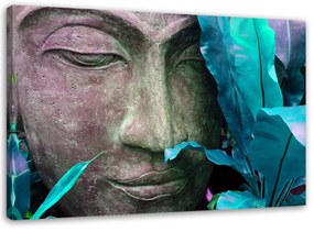 Obraz na plátně Buddha a tyrkysové listy - 60x40 cm