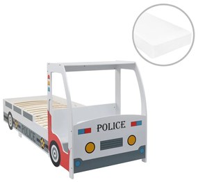 vidaXL Dětská postel policejní auto s matrací 90 x 200 cm 7 zón H2 H3