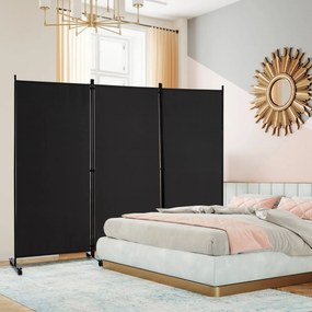 Costway 180 cm dělicí příčka na kolečkách Skládací zástěna s 3 volně