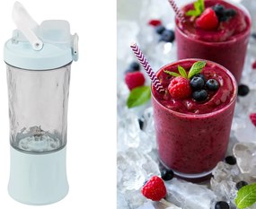Verk Group Přenosný bezdrátový USB mixér na smoothie, drtič ledu, modrý