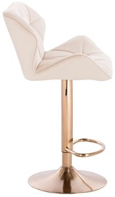 Velurová barová židle MILANO - krémová na zlaté podstavě