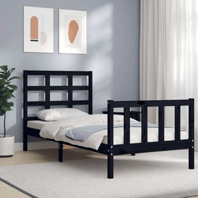 vidaXL Rám postele s čelem 100 x 200 cm masivní dřevo [3192094] Barva: Černá
