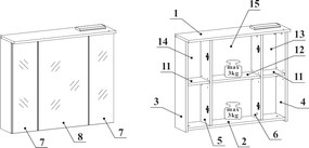 Koupelnová skříňka se zrcadlem Splash, s osvětlením, bílá