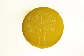 S radostí - vlastní výroba Meditační polštář strom života - žlutý Velikost: ∅35 x v12 cm