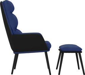 Relaxační křeslo se stoličkou modré textil a umělá kůže 3097510
