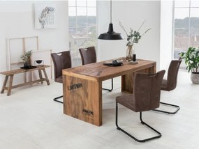 furniture-nabytek.cz - Masivní jídelní sestava Hankey s 4 židlemi Kenton, mango/látka/kov, lakovaná, hnědá/černá
