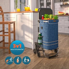Nákupní taška na kolečkách do schodů COMFORT,50l, modrá Monzana