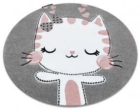 Dětský kulatý koberec PETIT Kočička šedý Rozměr: průměr 160 cm