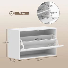 HOMCOM závěsný botník se 2 výklopnými přihrádkami, bílý