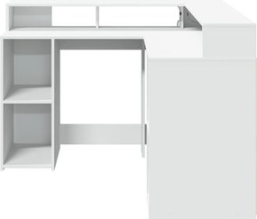Psací stůl s LED světly bílý 130 x 130 x 91 cm kompozitní dřevo 3309447