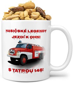 Hrnek Hasičské legendy – Tatra 148 (Náplň hrníčku: Směs slaných oříšků)