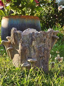 Hnědý cementový květináč kmen stromu s houbami Botanic M - 24*18*18 cm