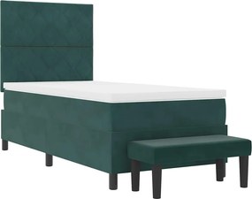 Postel s boxspringem s čelo Tmavě zelená 190 x 90 cm samet 3344549