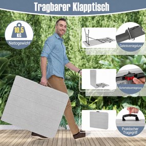 Costway Zahradní stůl s HDPE stolní deskou a rukojetí, skládací