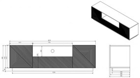 TV stolek Asha 167 cm - dub artisan / rivier stone mat