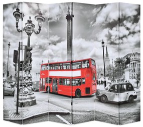 Skládací paraván 228 x 170 cm Londýnský autobus černobílý 245876