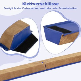 Costway 240 cm dětská balanční kladina s rukojetí a semišovým potahem skládací
