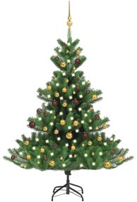 vidaXL Umělý vánoční stromek normandská jedle LED a koule zelený 150cm