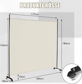 Costway Dělicí příčka pro jeden pokoj s panelovou širokou zástěnou pro ochranu