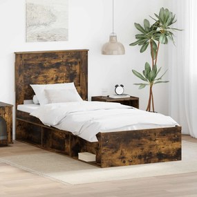 Rám postele Kouřový dub 100 x 200 cm Masivní borové dřevo 3410124