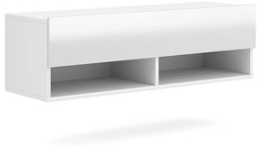 Závěsný TV stolek Derby 100 cm bílý mat/bílý lesk