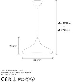 Závěsné svítidlo v černé a měděné barvě s kovovým stínidlem ø 34 cm Barek – Opviq lights