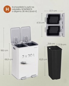 Odpadkový koš s víkem JORDAN 2x30 L bílý II