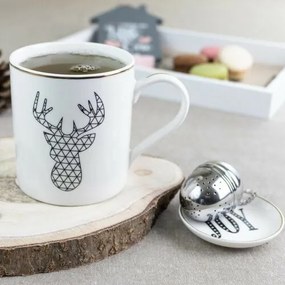 Altom Porcelánový hrnek se sítkem v dárkové krabičce Nordic Winter black 380 ml