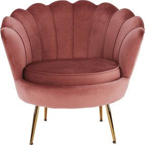 Křeslo ve stylu Art-deco, růžová Velvet látka / gold chrom-zlatý, NOBLIN
