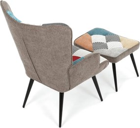 Relaxační křeslo AK-303 PW2, vícebarevná, sametová látka (68 x 72) cm patchwork