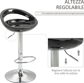 HOMCOM Set 2 Vysokých Barových Židlí, otočné o 360°, s opěrkou a opěrkou na nohy, nastavitelná výška, ocelová základna, pro jídelnu a kuchyň, 46x41x7…