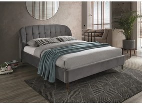 Čalouněná postel LIGURIA VELVET 160 x 200 cm šedá
