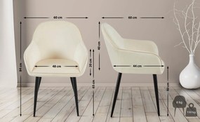 Sada 2 jídelních židlí Boise samet – krémová