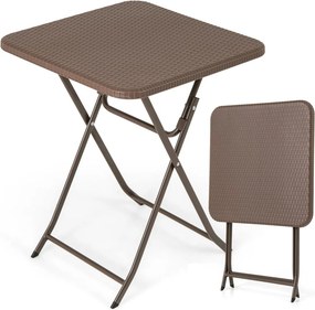 Costway Zahradní stůl v ratanovém vzhledu s HDPE deskou. Skládací Čtvercový