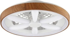 Brilliant G80935/76  Stmívatelné LED svítidlo GAIANO dekor DŘEVO, reverzní VENTILÁTOR LED RGB