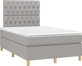 Box spring postel s matrací a LED světle šedá 120x200 cm textil 3135661