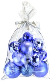Vánoční koule v sáčku, assort, modré, 14 ks
