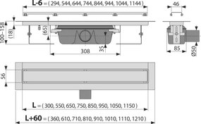 Alcadrain Podlahový žlab bez okraje s roštem pro vložení dlažby - APZ15-300