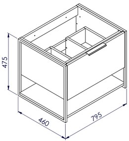 BPS-koupelny Koupelnová skříňka pod deskové umyvadlo Kubus OC ZV 80-HD