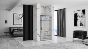 Rea Molier, skládací sprchové dveře 80x190cm do otvoru, 6mm čiré sklo, černý profil, KPL-K9537