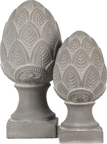 Šedá dekorace šiška na podstavci Pine M - Ø13*26 cm